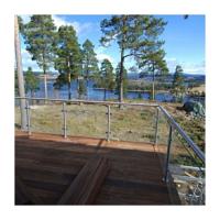 China Tinted glass balustrades horizontal rebar deck railing patio railing for sale