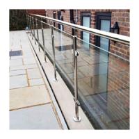 China Float glass guardrail iron railing for porch steps how much does glass railing cost for sale