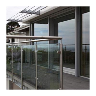 China Led designed glass fence surface mount deck balusters railings with glass for sale