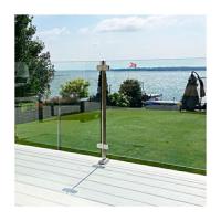 China Led designed glass fence surface mount deck balusters railings with glass for sale