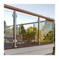 China AS NZS2208 glass railing dark brown vinyl deck railing stainless post glass railing price for sale