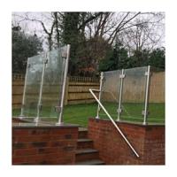 China Low iron glass balustrades wood spindle porch railing stainless post glass railing for sale