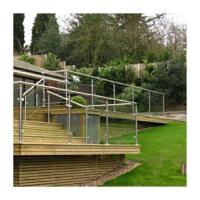 China Low iron glass balustrades wood spindle porch railing stainless post glass railing for sale