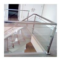 China Pvb laminated glass guardrail patio stairs with railing clear glass wood porch railing for sale