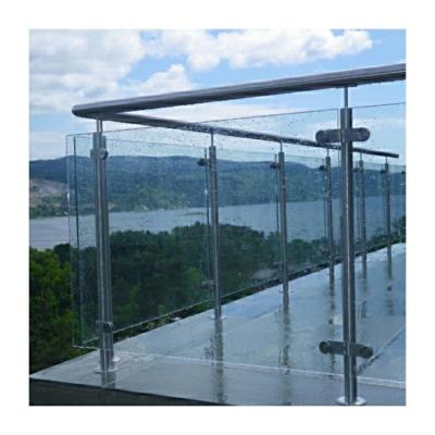 China Ultra white glass railing metal outdoor deck railings and steel staircase railing for sale