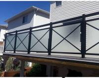 China Aluminum porch railing glass balustrade for decking style aluminum base shoe glass railing design for sale