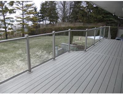 China Flooring Mounted Aluminum Frame Glass Railing With Tempered Glass Panels for sale