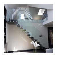 China Wooden steps floating staircase indoor stairs wood prices floating newel post for sale