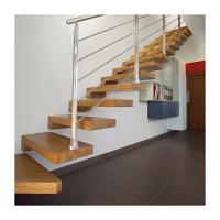 China Wood straight floating modern wood staircase floating stair detail drawing for sale