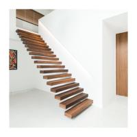 China Wood straight floating modern wood staircase floating stair detail drawing for sale