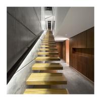 China Interior wooden floating stair modern wooden staircase interior floating stair design for sale