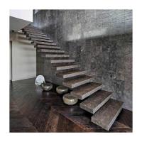 China Wooden cantilever staircase pine solid wood stair treads floating staircase with led for sale