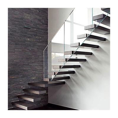 China Wooden cantilever staircase wood glass stairway professional floating stiarcases for sale