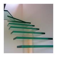 China Contemporary glass staircase pictures floating stair with glass wall for sale