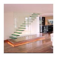 China Modular stairs glass folding stairs design glass treads suspension stairway for sale