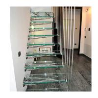 China Railings concrete stairs glass treads frameless glass floating staircase for sale