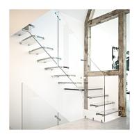 China Railings concrete stairs glass treads frameless glass floating staircase for sale