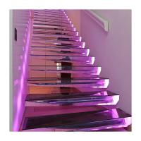 China Railings concrete stairs glass treads frameless glass floating staircase for sale