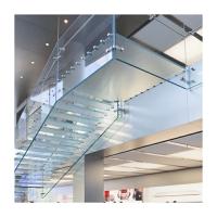 China Railings concrete stairs glass treads frameless glass floating staircase for sale