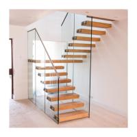 China 2023 Wood Treads Floating Stairs Invisible Beam Suspended Floating Staircase for sale
