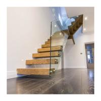 China 2023 Wood Treads Floating Stairs Invisible Beam Suspended Floating Staircase for sale