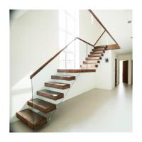 China 2023 Wood Treads Floating Stairs Invisible Beam Suspended Floating Staircase for sale