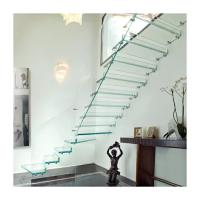China 2023 Glass Treads Suspension Floating Stairs Invisible Beam Suspended Staircase for sale