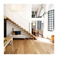 China Wood floating stairs factory custom made wood tread  villa floating staircase for sale