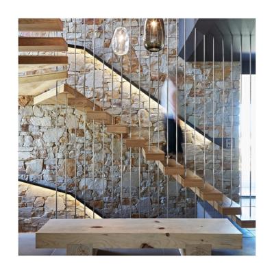 China Floating wood stair treads price balsa wood stair maple floating staircase for sale
