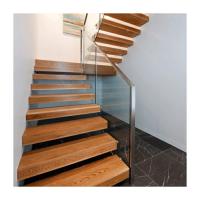 China Floating oak staircase interior wood tread professional floating stair for sale