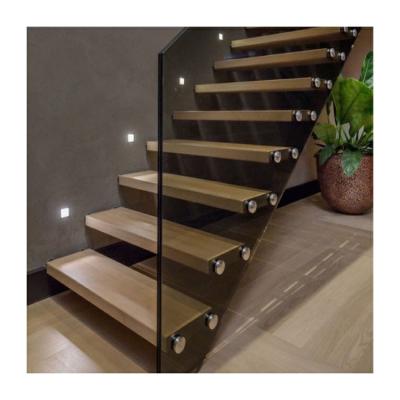 China Oak floating stair wood stair floating staircase with balustrade for sale