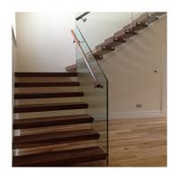China Hard wood floating stairs wood house kit floating stair treads led lighting for sale
