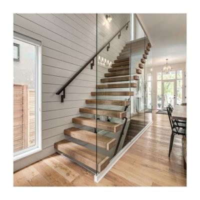 China Straight floating stairs wood led wood tread staircase floating stairs for small space for sale