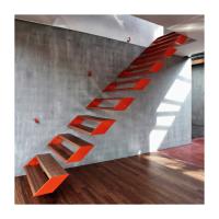 China Stainless steel wood floating stairs luxurious solid wood stairs floating staircase for small spaces for sale