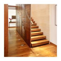 China Wood floating staircase price oak wooden steps modern open floating stair for sale