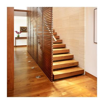 China Wood floating staircase price oak wooden steps modern open floating stair for sale