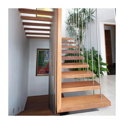 China Steel wood floating stairs suppliers art wood design good quality floating staircase for sale