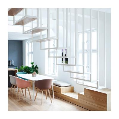 China Timber tread floating stairs outdoor wood steps floating staircase prefab for sale