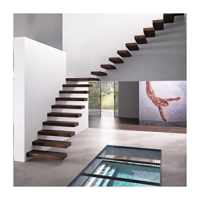China Modern steel wood floating stairs float wooden patch fitting floating staircase for sale