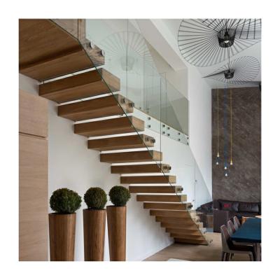 China Interior wooden floating stairs antique wood decoration floating staircase for home for sale