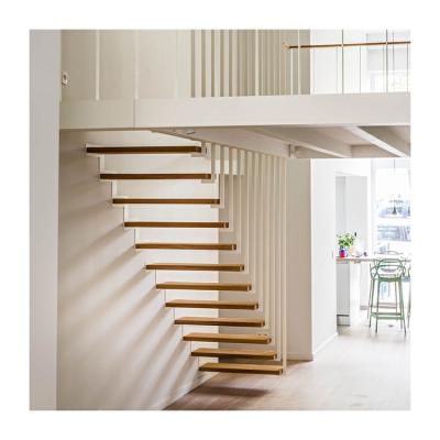 China Glass wood floating staircase decorative ladders wood floating exterior stair design for sale