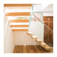 China Glass wood floating staircase decorative ladders wood floating exterior stair design for sale