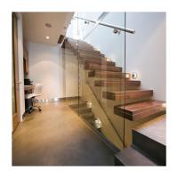 China Straight floating wood staircase modern steel wood floating staircase indoor for sale