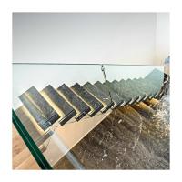 China Straight floating wood staircase modern steel wood floating staircase indoor for sale
