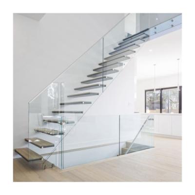 China Timber floating stairs wood glass staircase made in china floating stiarcase interior for sale