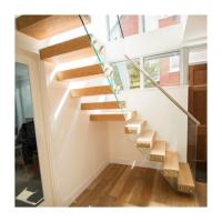 China Floating oak wood tread stairs price wood drying system floating staircase railings for sale