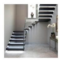 China Wood handrail floating staircase different color wood tread chinese imported floating stairs for sale