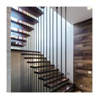 China Glass wood floating stairs wood tread invisible stringer floating stairs manufacturers for sale