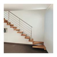 China Glass wood floating stairs wood tread invisible stringer floating stairs manufacturers for sale