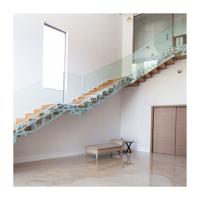 China Glass wood floating stairs wood tread invisible stringer floating stairs manufacturers for sale